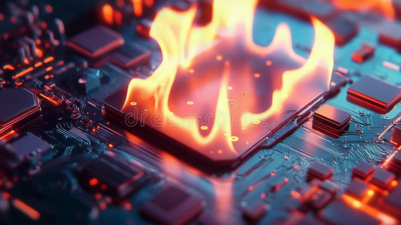 Burning Microchip on Motherboard is Catching Fire Stock Video - Video ...