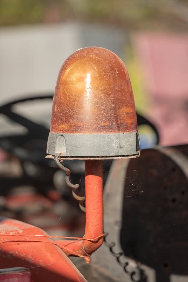 Orange Flashing and Revolving Light on Top Services Vehicle Stock Photo ...