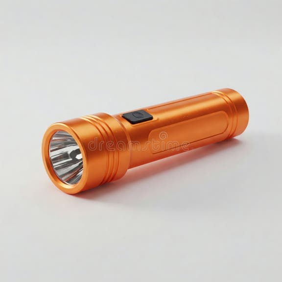 Orange Flashlight Isolated on a White Background. 3d Render Image. Stock Illustration ...