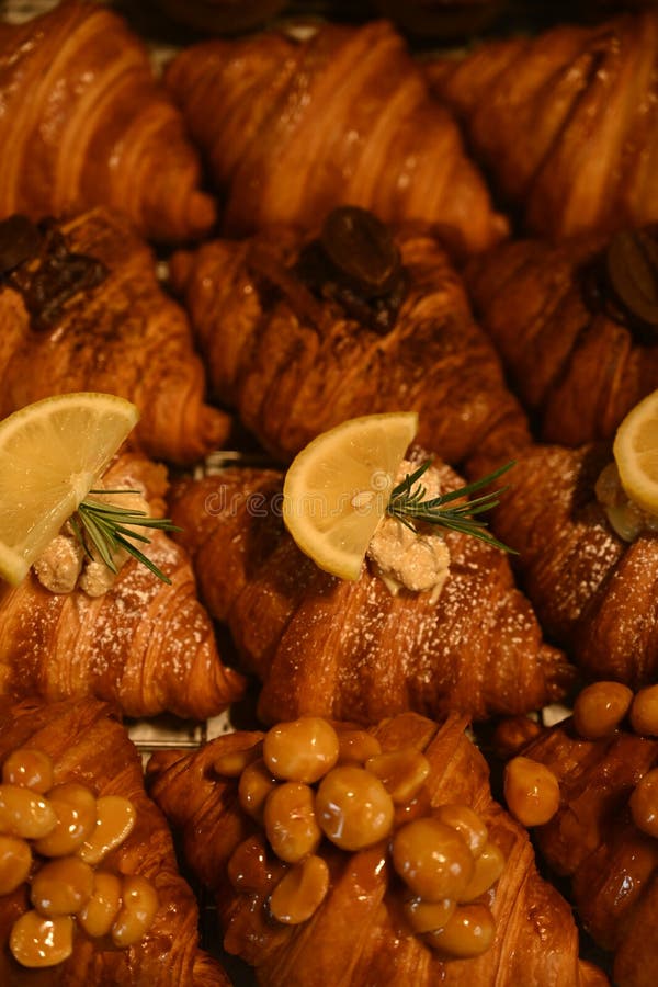 Orange-flavored Brown Croissants, Many Pieces Stock Photo - Image of ...