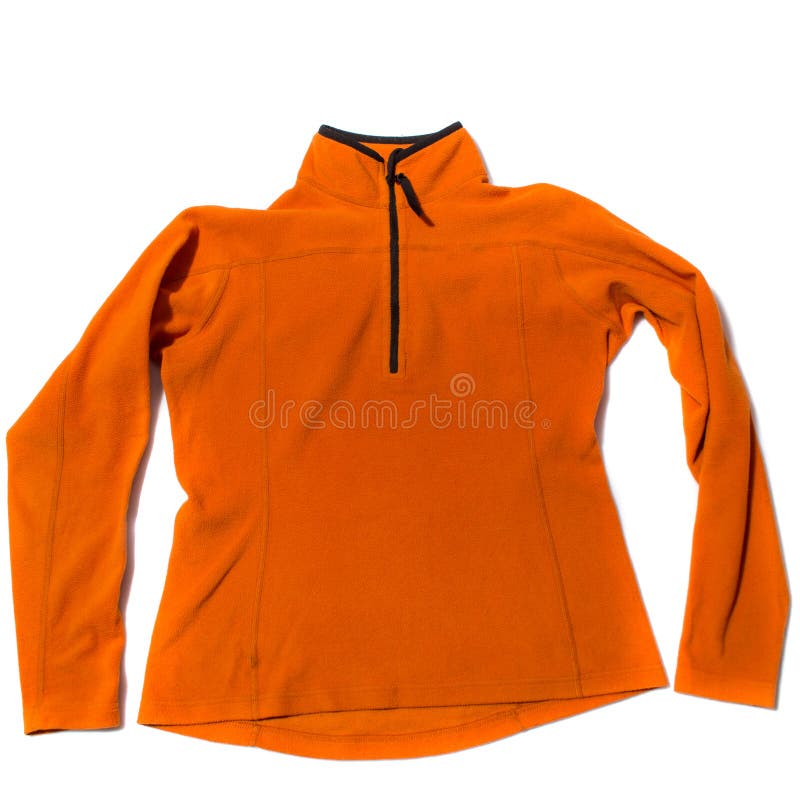 Orange fleece jacket stock photo. Image of fabric, soft - 135739276