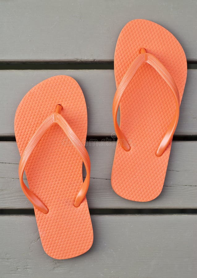 Orange Flip-flops with Flowers Stock Photo - Image of holiday, white ...