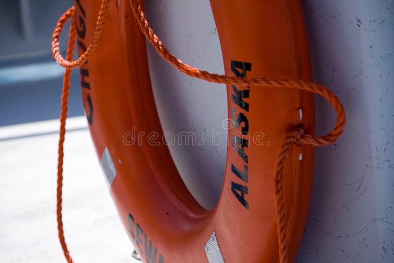 Orange Floatation Device on Boat in Alaska Stock Photo - Image of life ...