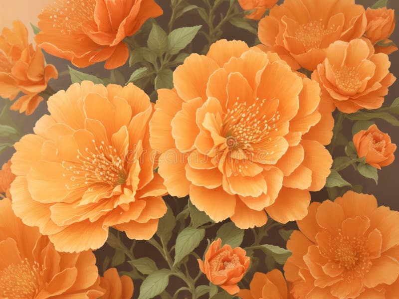Orange floral background stock illustration. Illustration of brown ...