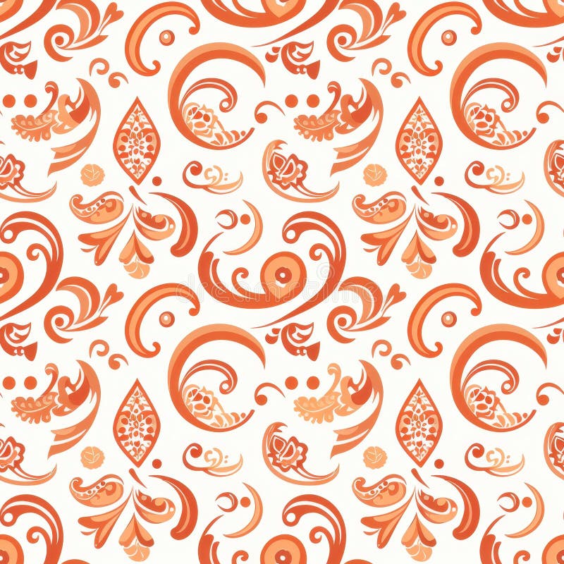 Orange Floral Pattern Design Stock Illustration - Illustration of ...