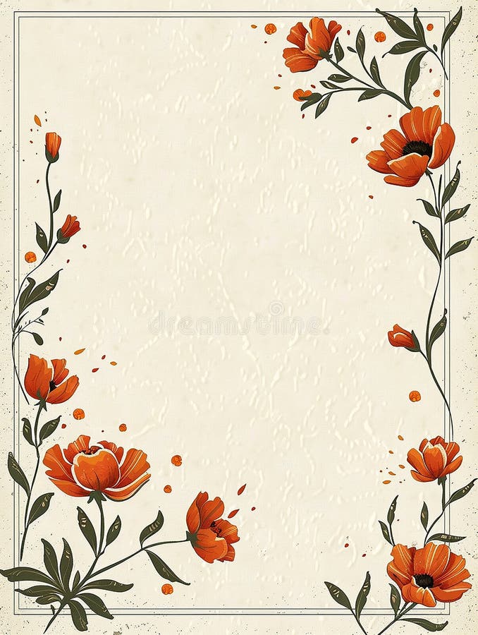 Orange Flower Border in Bloom Stock Illustration - Illustration of ...