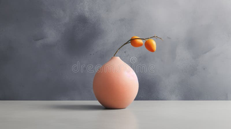Surrealistic Pink Flower Vase on Gray Wall: Organic Texture and ...