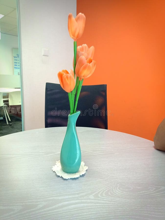 Orange Flower Pot for Decoration on the Table Stock Image - Image of ...