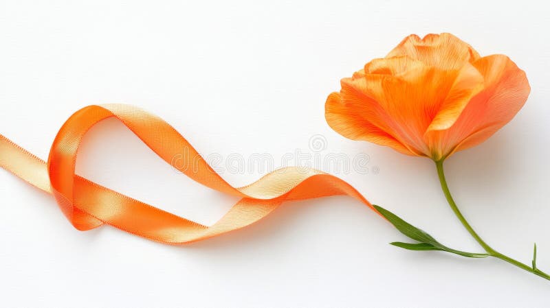 Orange Flower and Ribbon on White Background Stock Illustration ...