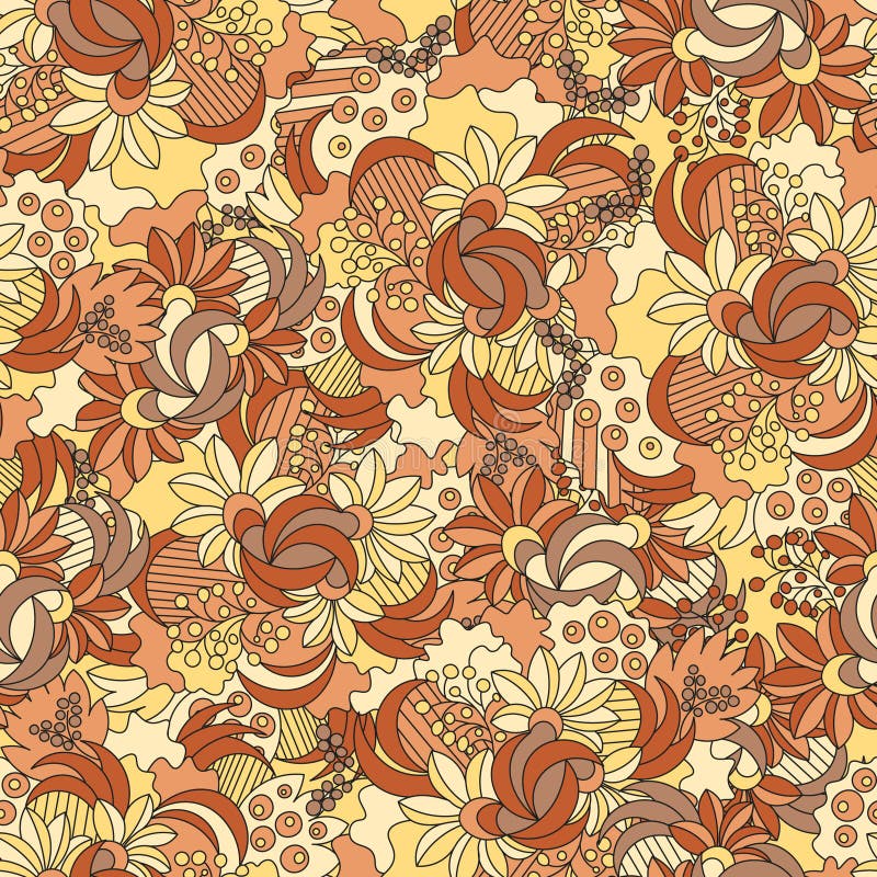 Orange Flowers Seamless Pattern Stock Vector - Illustration of pattern ...