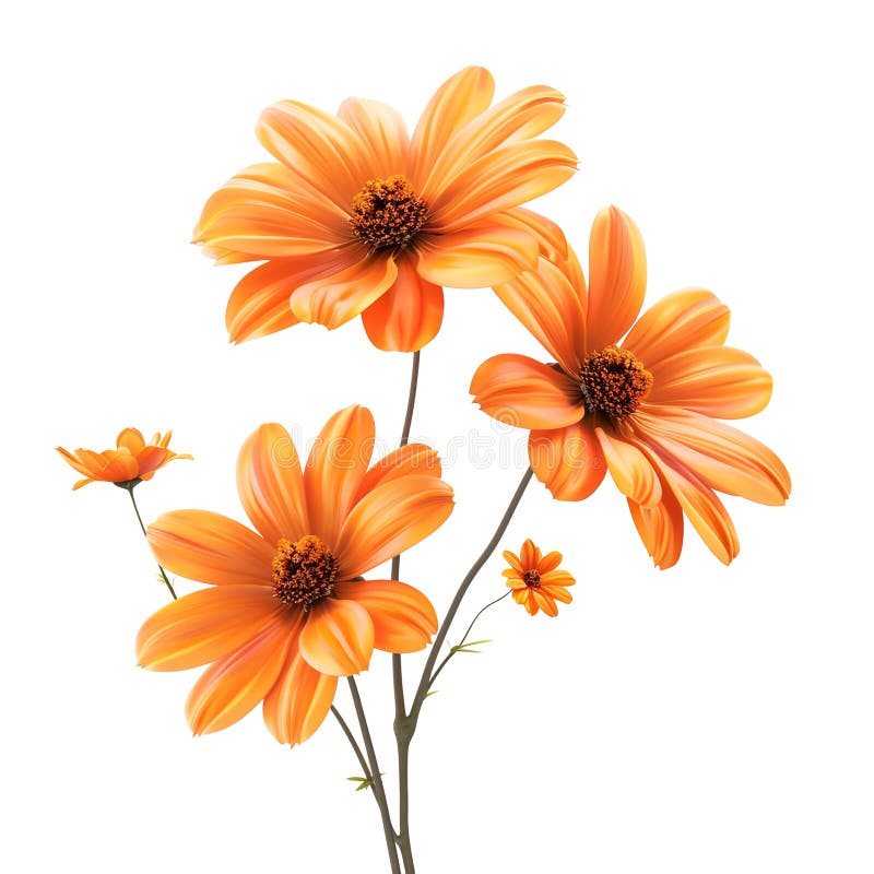 Orange Flowers on a White Background Stock Photo - Illustration of ...