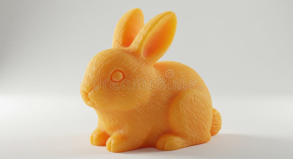Orange Fluffy Rabbit Figurine on White Background Stock Illustration ...