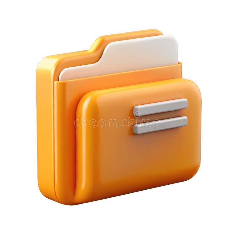 Orange Folder 3D Render Icon Illustration for Data Storage File ...