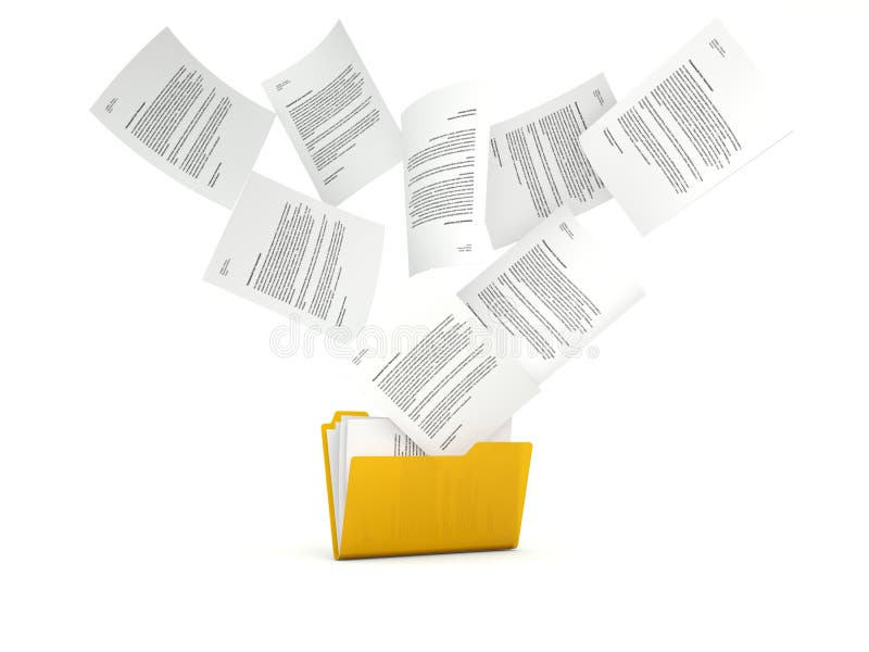 Orange folder with files stock illustration. Illustration of file ...