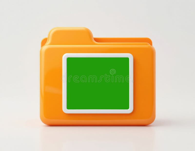 Orange Folder Icon with Green Screen for Document and File Management ...