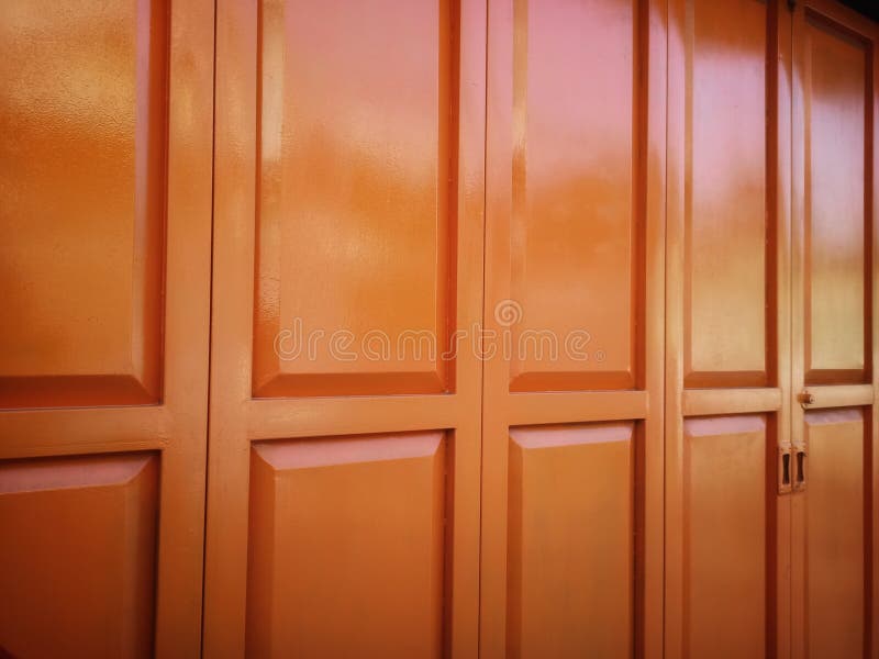 Orange Folding Door. the Folding Door of a Parking Room Stock Image ...