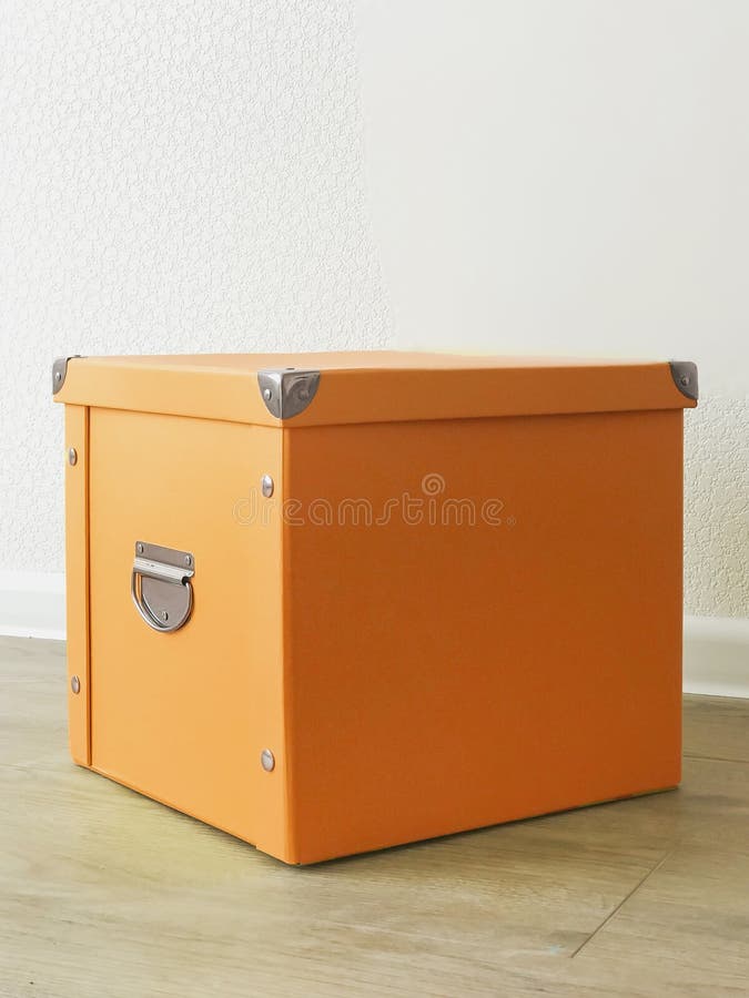 Orange Folding Storage Box Made of Durable Cardboard for Storing Papers ...