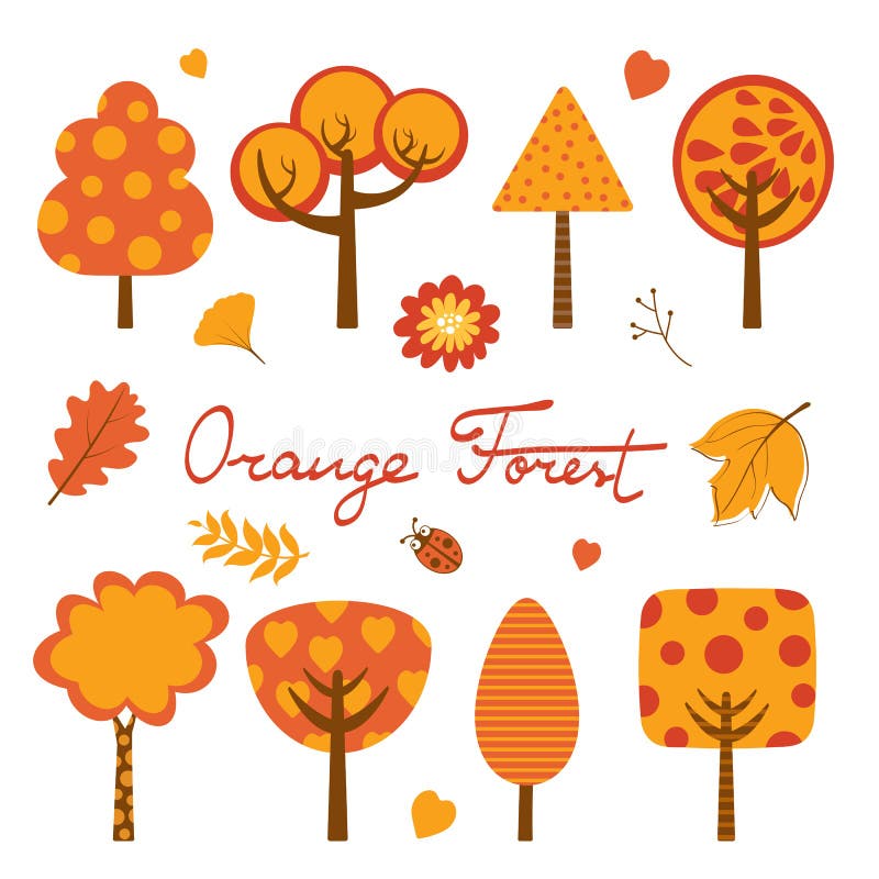 Orange Forest Colorful Collection Stock Vector - Illustration of autumn ...