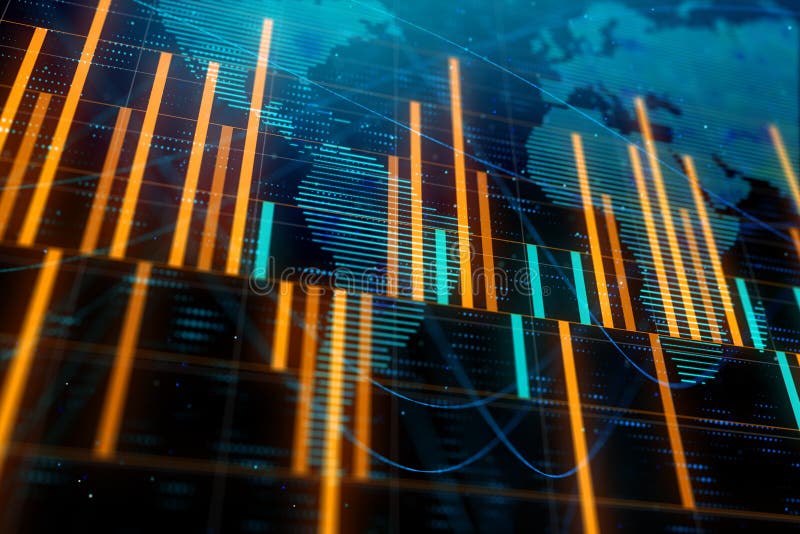 Orange Forex Chart Backdrop with Map Stock Illustration - Illustration ...