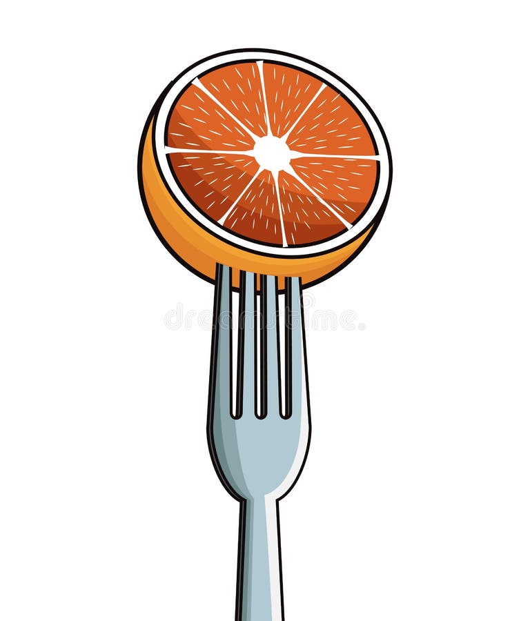 Orange fork fresh image stock vector. Illustration of heap - 108593681