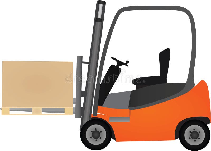 Orange Forklift Lifting a Box Stock Vector - Illustration of delivery ...