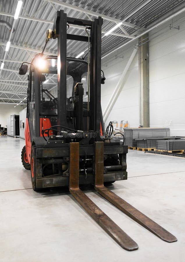 Orange forklift. stock photo. Image of factory, delivery - 66300576