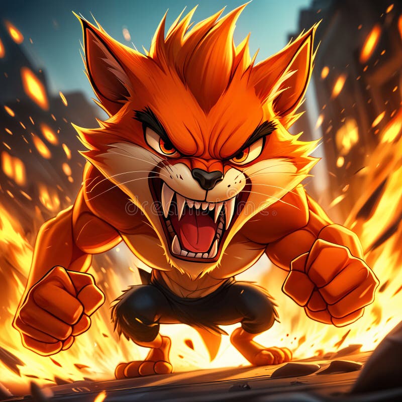 Orange Fox with Sharp Teeth and Claws Stock Illustration - Illustration ...