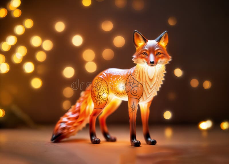 Orange fox statuette stock illustration. Illustration of festive ...