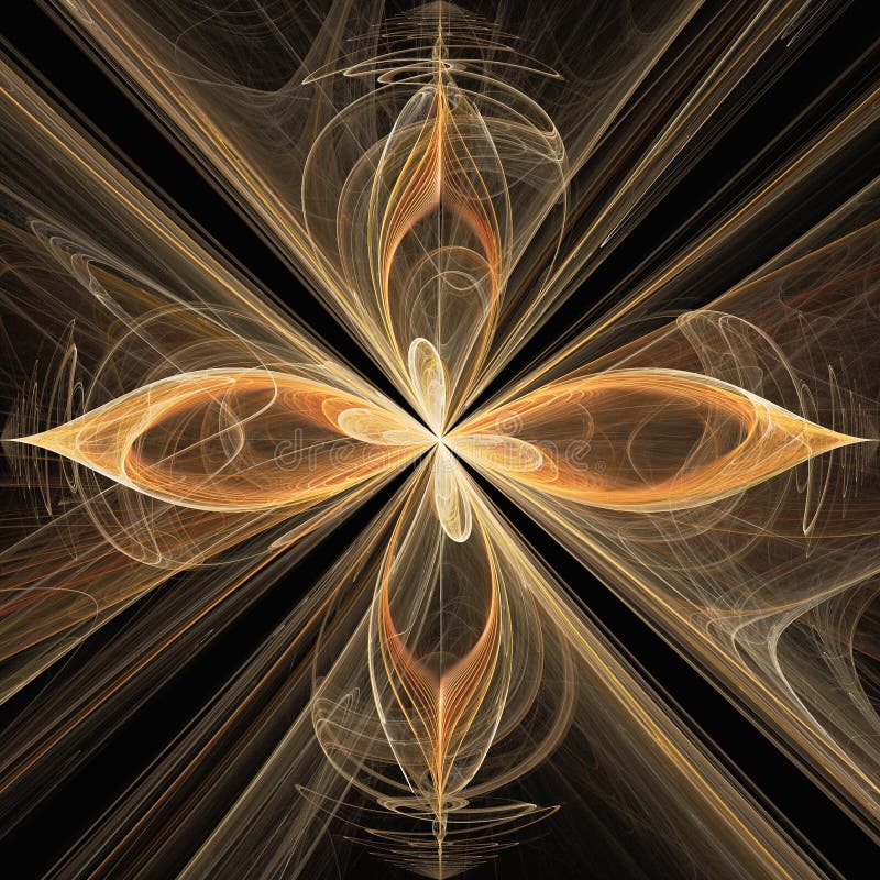 Orange Fractal Flower with Cross Stock Illustration - Illustration of ...