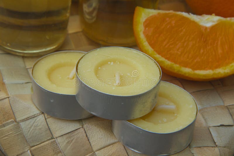 Orange fragrance candles stock photo. Image of depressive - 47728962