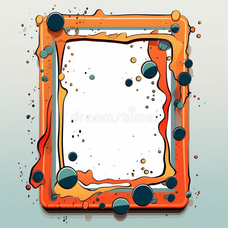 An Orange Frame with Paint Splatters and Bubbles Stock Illustration ...