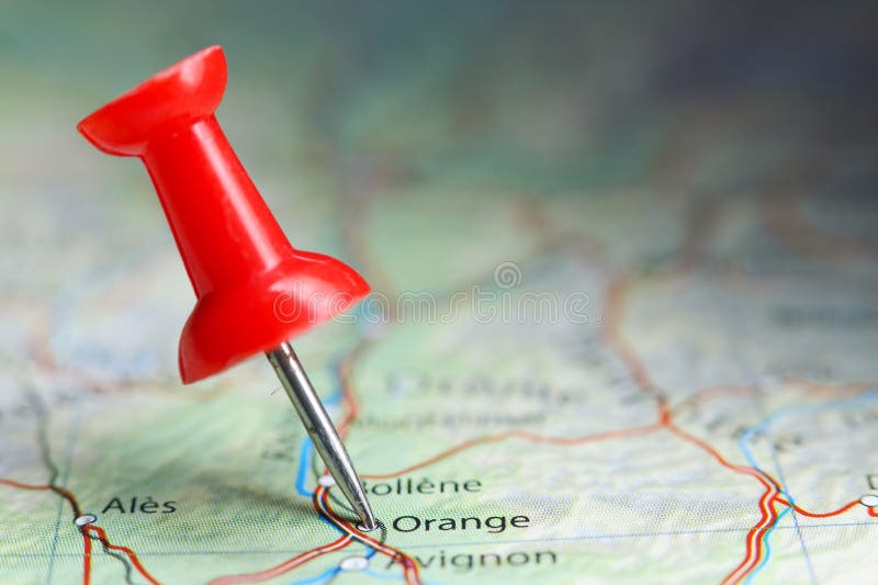 Orange, France pin on map stock photo. Image of cartography - 341876814