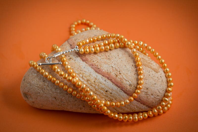 Orange Freshwater Pearl String Stock Photo - Image of stone, tbar: 38905232
