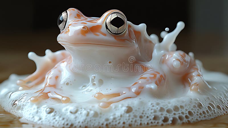 Orange frog in milk splash stock illustration. Illustration of frog ...