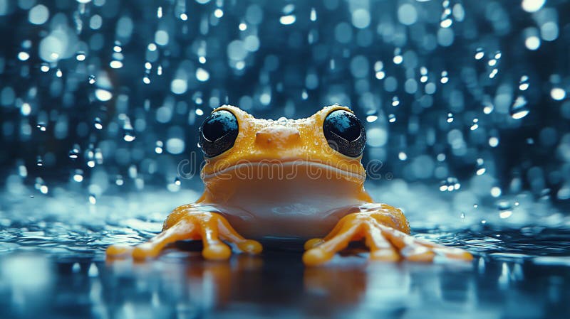 Orange frog in rain stock image. Image of fauna, amphibians - 370697313