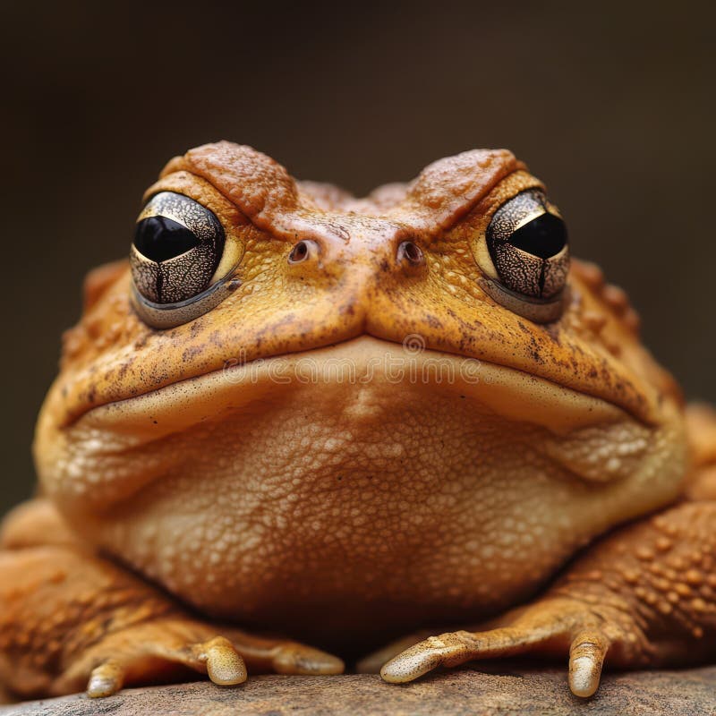Close-up of a Textured, Orange Frog Resting on a Log in Nature Stock ...