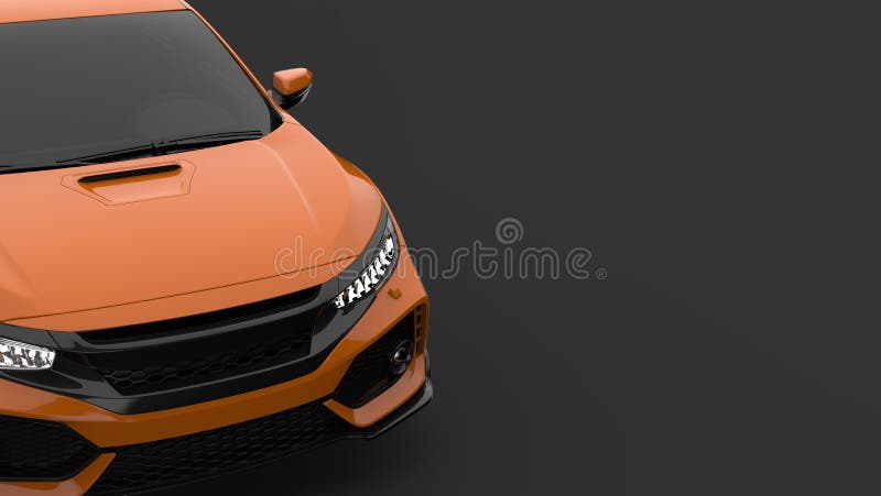 Orange Front View of a Generic Moder Sport Car Stock Illustration ...