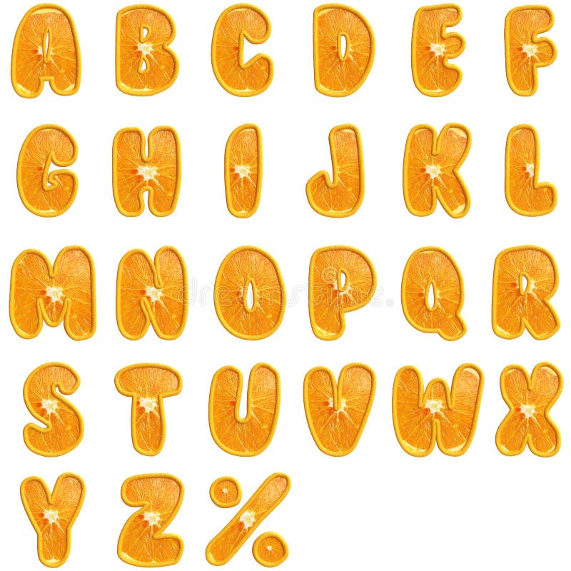 Orange fruit alphabet. stock illustration. Illustration of design ...