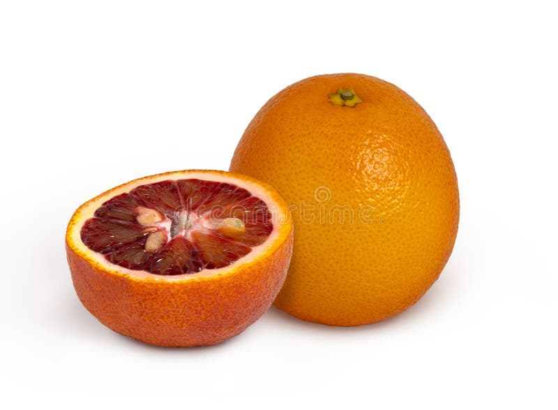 Orange Fruit and a Half of Blood Orange Isolated. Stock Photo - Image ...