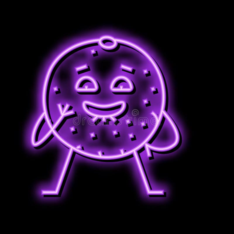Orange Fruit Character Neon Glow Icon Illustration Stock Vector ...
