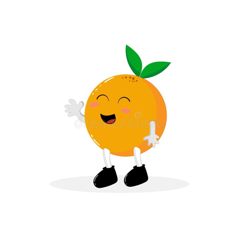 Orange Fruit Character Say Hello with Smiling Face Stock Vector ...