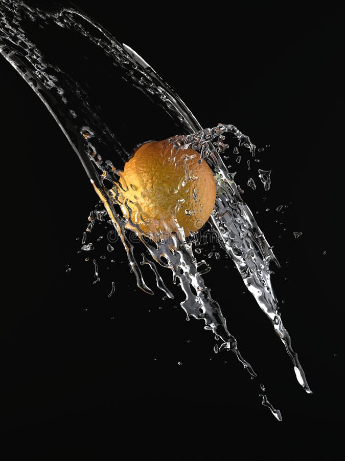 Orange Fruit Flying Whru Water Stock Illustration - Illustration of ...