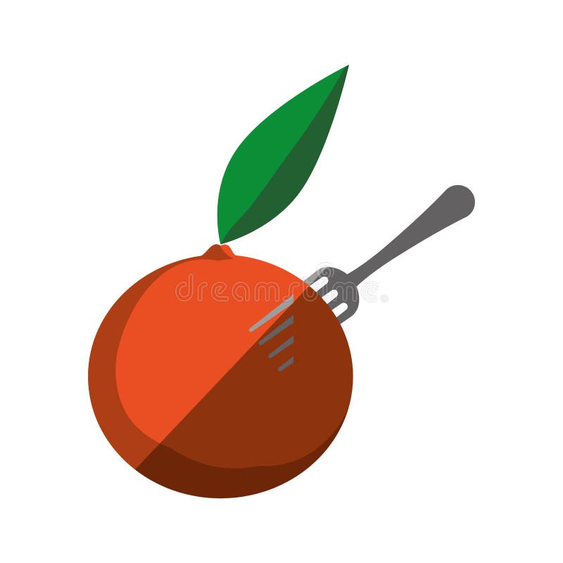 Orange Fruit on Fork with Shadow Stock Vector - Illustration of meal ...