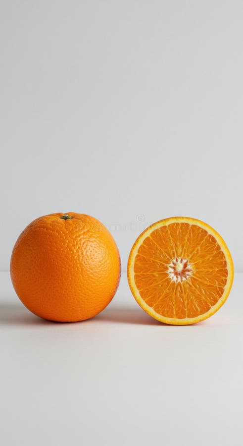 Orange Fruit Half and Whole on White Background Stock Illustration ...