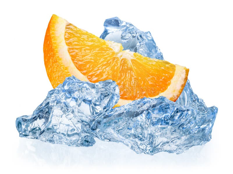 Orange Fruit with Ice Isolated on White Background Stock Photo - Image ...