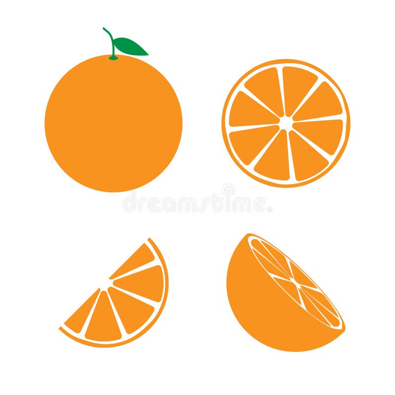 Orange Fruit Icon Symbol Set Stock Vector - Illustration of isolated ...