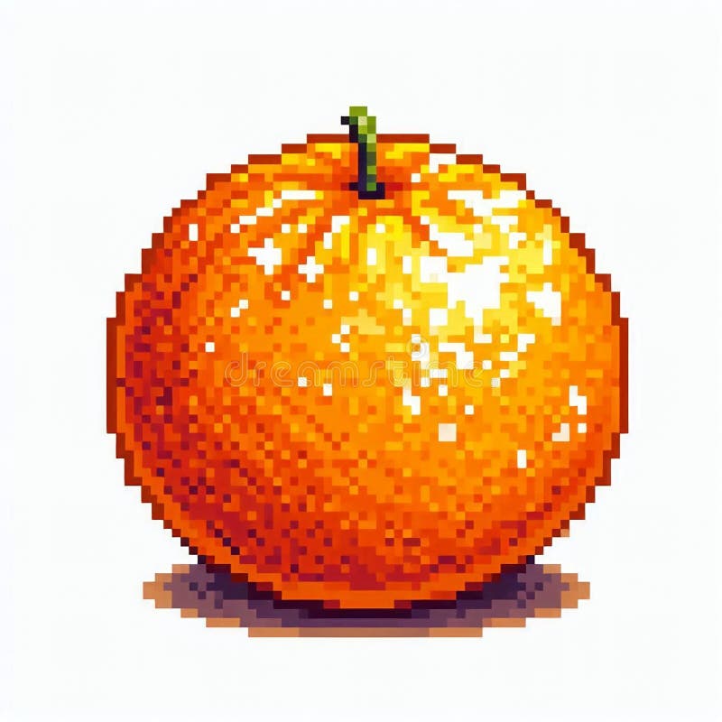 Orange Fruit Illustrator Design with Leaves,pixel Art Stock ...