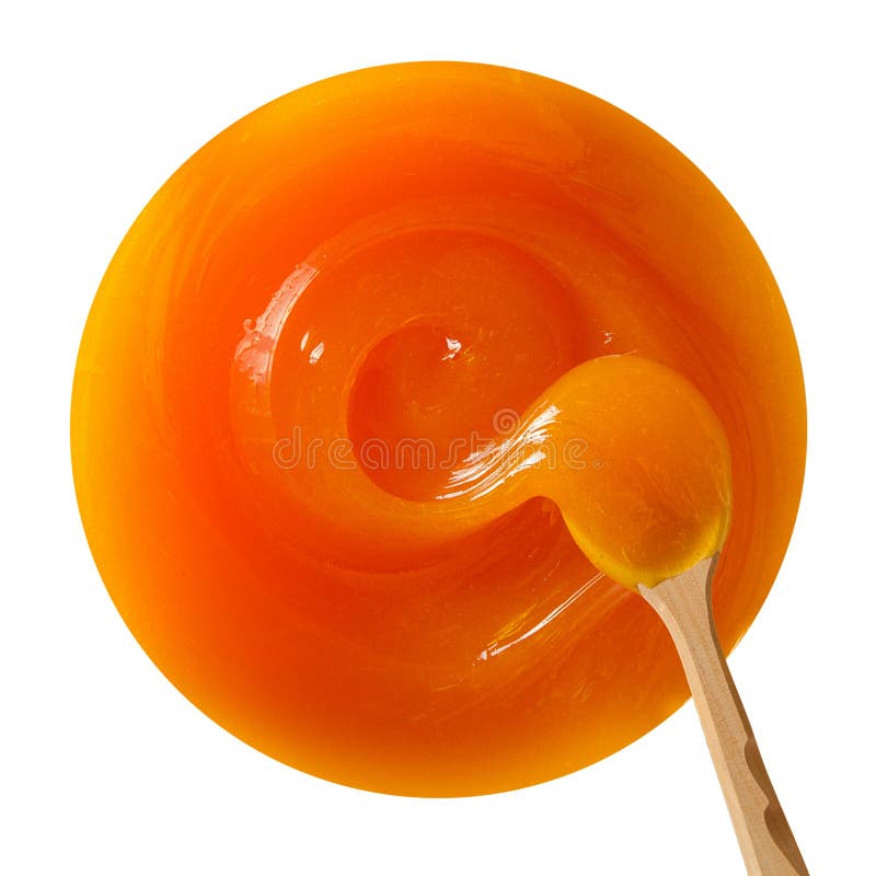 Orange Fruit Jam Texture in Form of Circle with Spoon Isolated on White ...