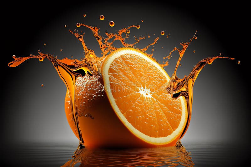 Orange Fruit and Juice Splash. Refreshig Fruits Concept. Melting Fruit ...