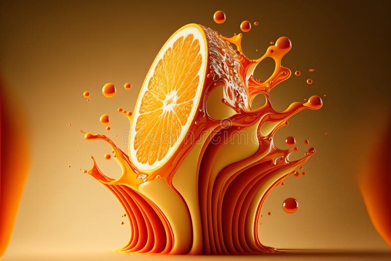 Orange Fruit and Juice Splash. Refreshig Fruits Concept. Melting Fruit ...